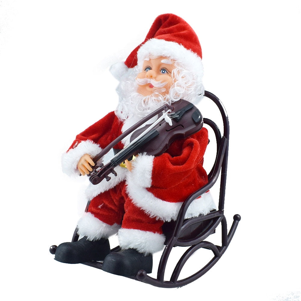 SUNHUFA Christmas Electric Santa Claus Rocking Chair Playing The Violin ...
