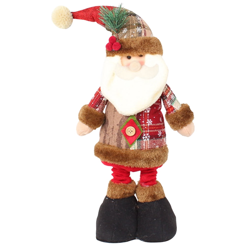 SUNHUFA Christmas Plush Standing Telescopic Santa Claus Figurines Cute ...