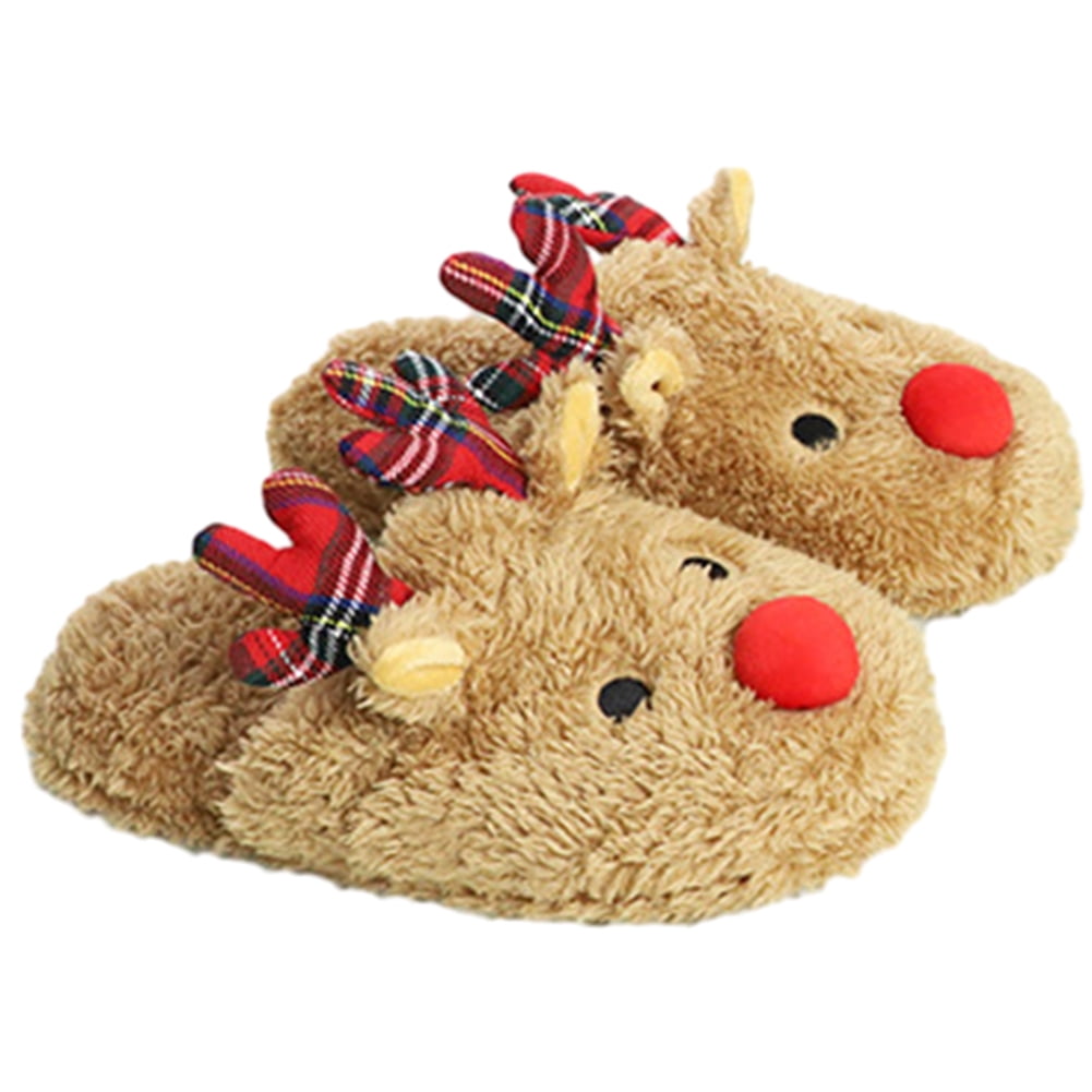 SUNHUFA Christmas Reindeer Slippers Winter Slippers Women Indoor ...