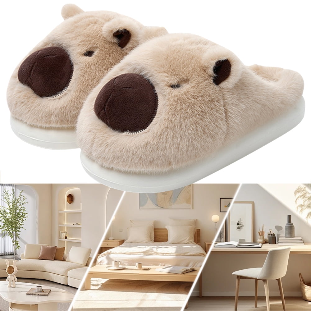 SUNHUFA Cute Plush Capybara Slippers Fluffy House Slippers for Men ...