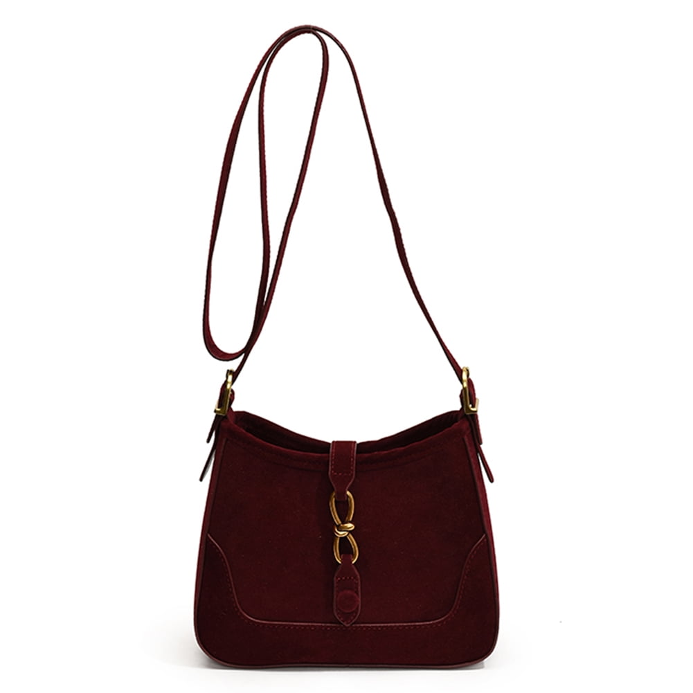 SUNHUFA Faux Suede Shoulder Bag Retro Satchel Bag Stylish Crossbody Bag ...