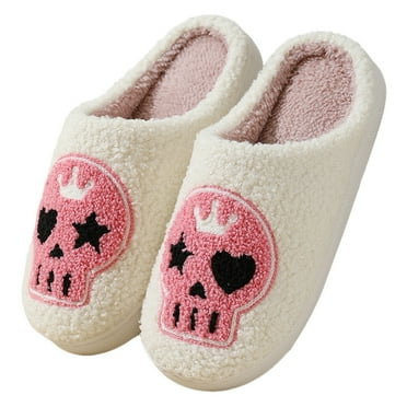 DADHOT Halloween Pumpkin Slippers for Womens Mens Plush Warm Spooky ...
