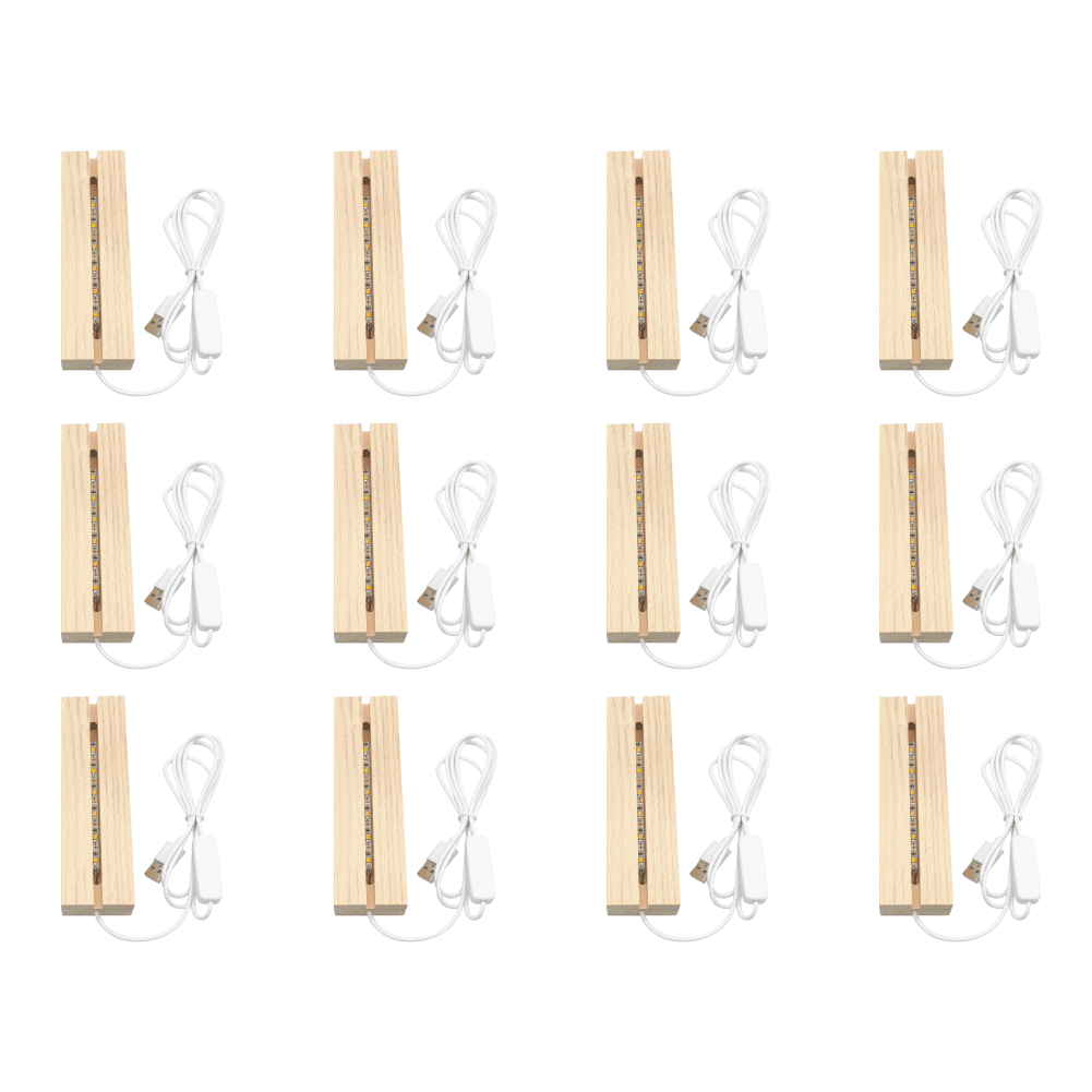SUNHUFA LED Wood Display Base-Rectangle Crystal USB Lighted Stand for ...