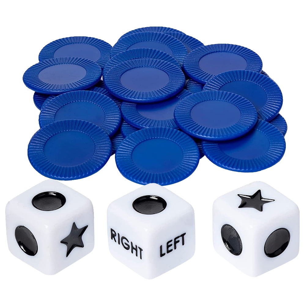 SUNHUFA Left Right Center Dice Game 3 Dices and 24 Chips Fun ...