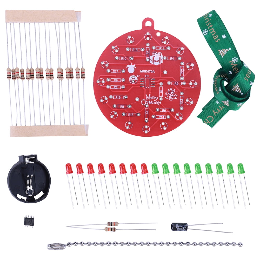 SUNHUFA NE555 PCB Crcuit Ornaments Soldering Kit Red and Green LED Blinking PCB Soldering DIY ...