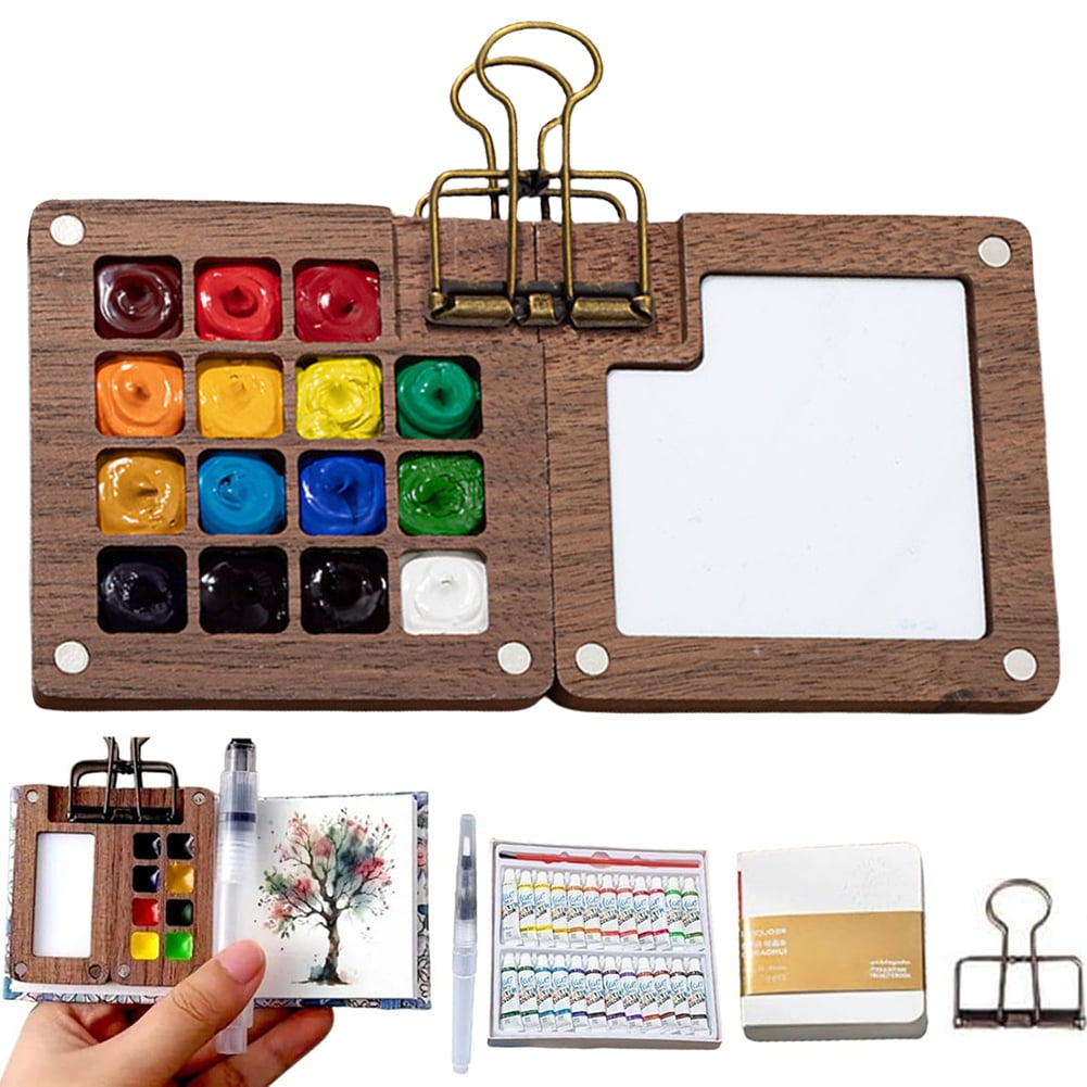 SUNHUFA Watercolor Paint Set Travel Watercolor Set Color Palette Box(15 ...