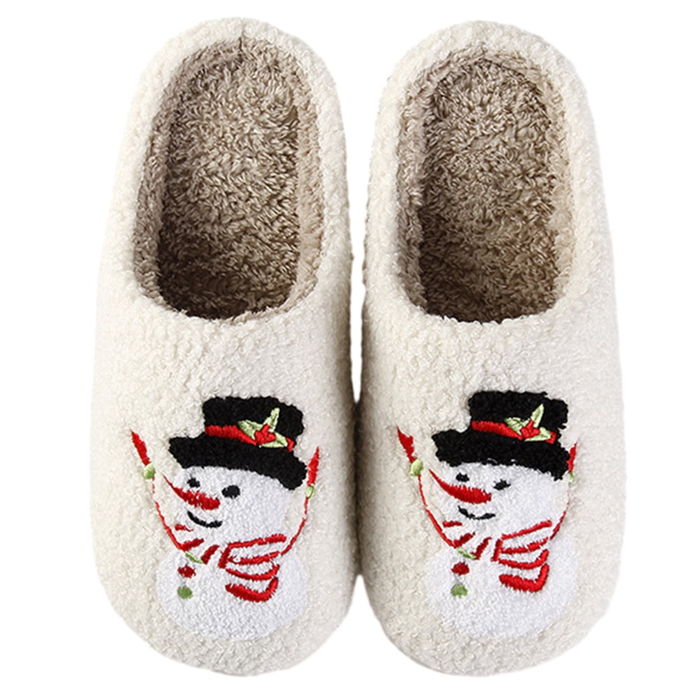 SUNHUFA Women Christmas Printed Slippers Non-Slip Comfy Winter Home ...