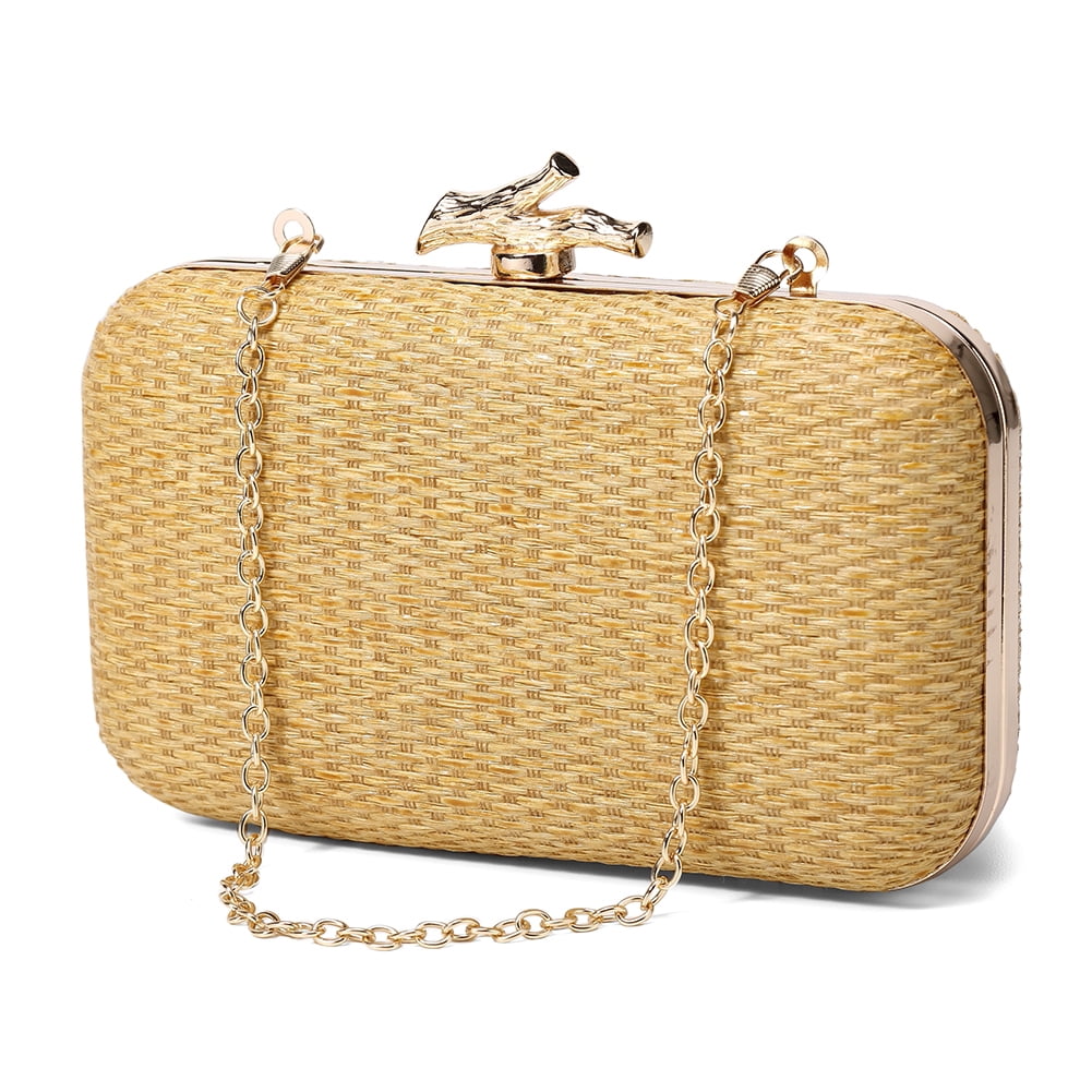 SUNHUFA Women Straw Evening Purse with Chain Strap Versatile Female ...