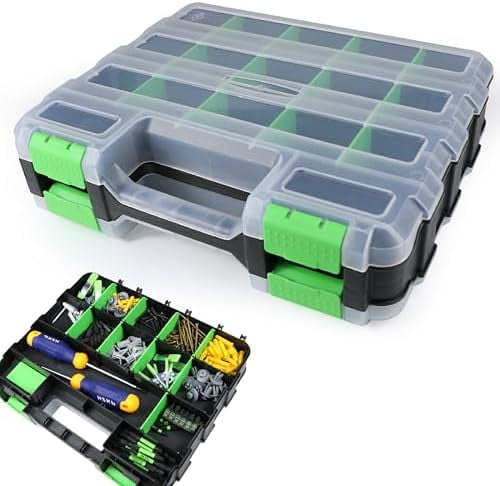 SUNHZMCKP Small Parts Organizer, 34-Compartments Double Side Parts Box ...