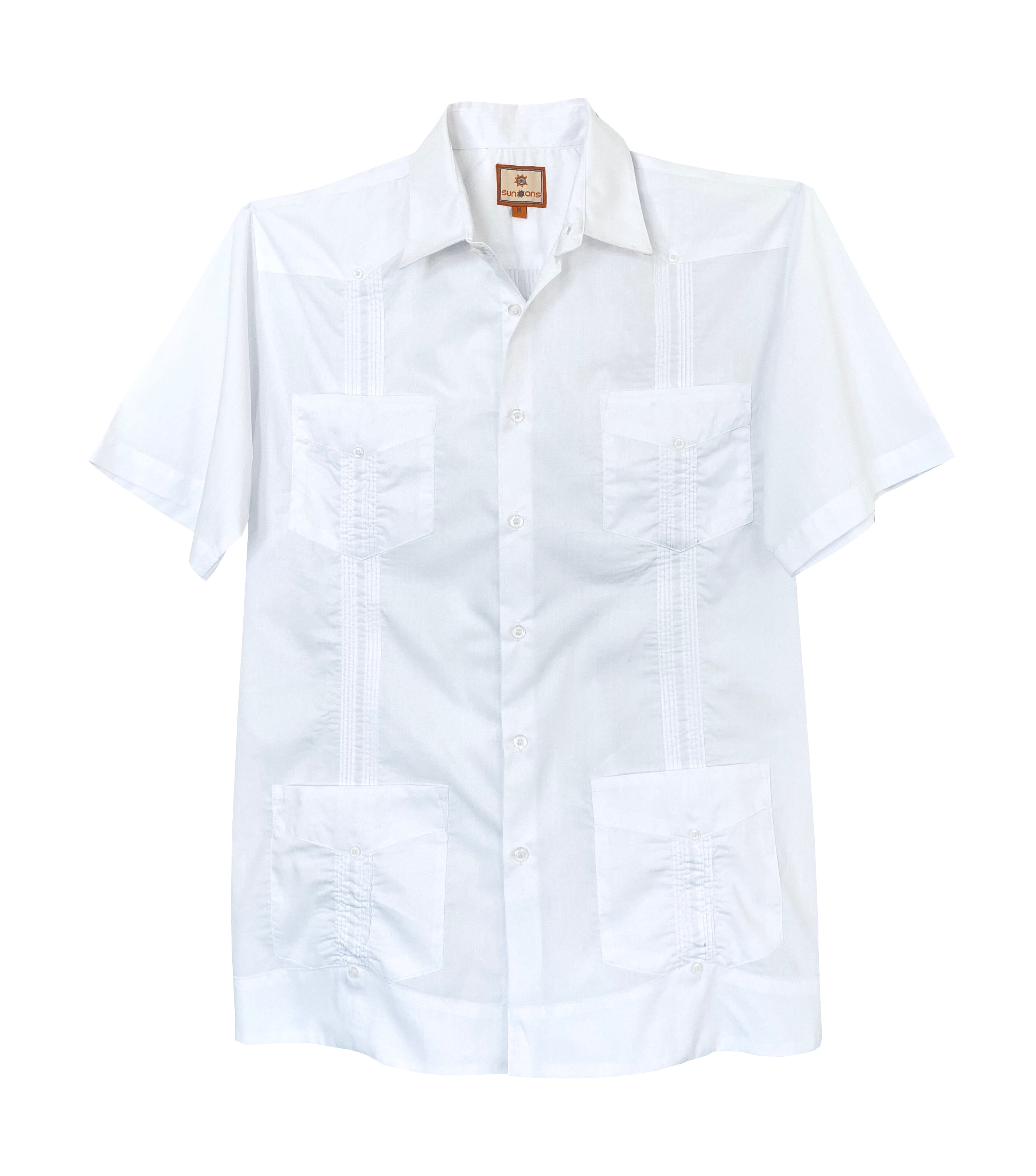 SUNINCANS Men's Traditional Short Sleeve Four Front Pocket and Vertical ...