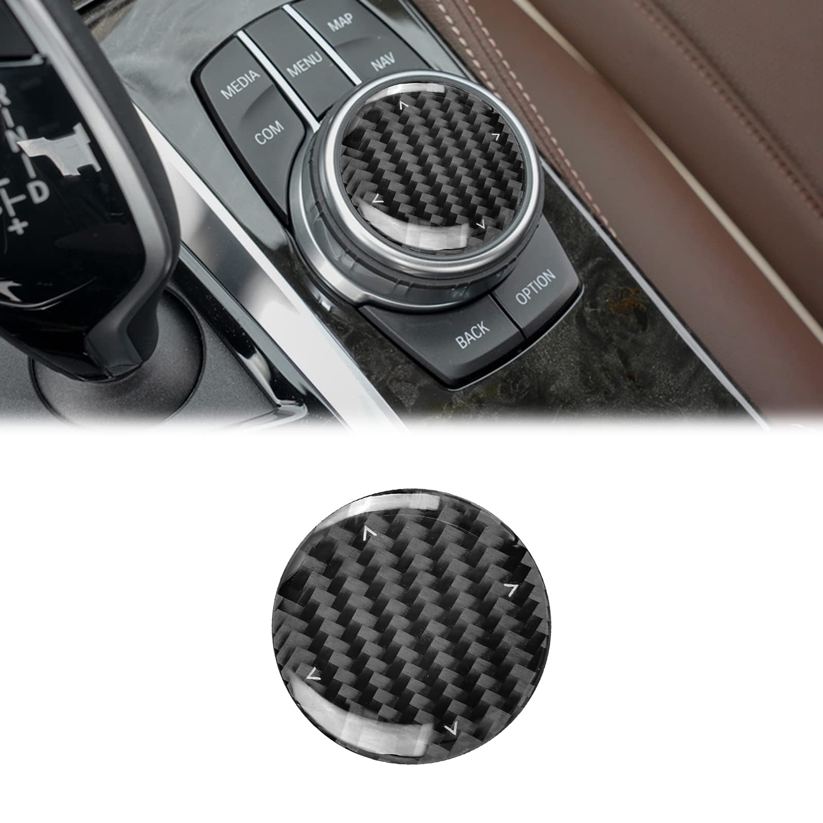 SUNJIKA Compatible with Carbon Fiber Center Console Multimedia Knob ...