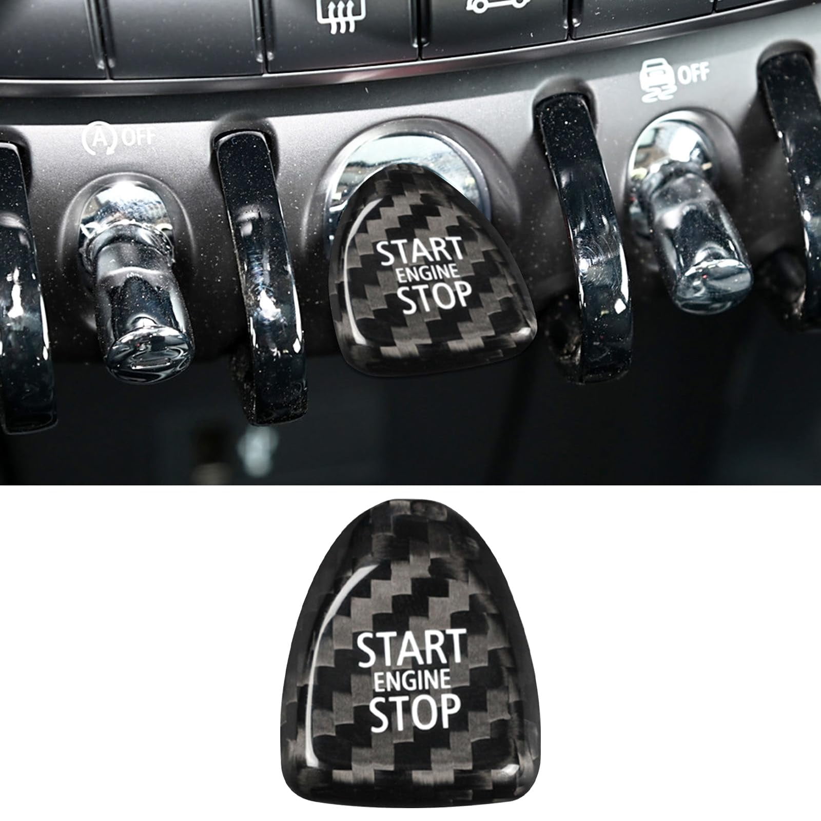 SUNJIKA Compatible with Real Carbon Fiber Center Consoles Engine Start ...