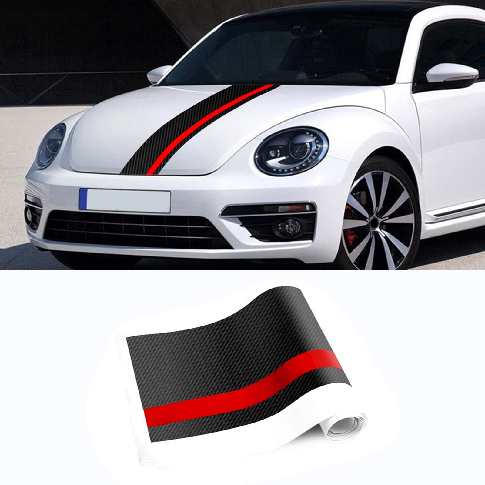 SUNJIKA Universal Car Hood Stripe Sticker Graphic Vinyl Side Body Decal ...