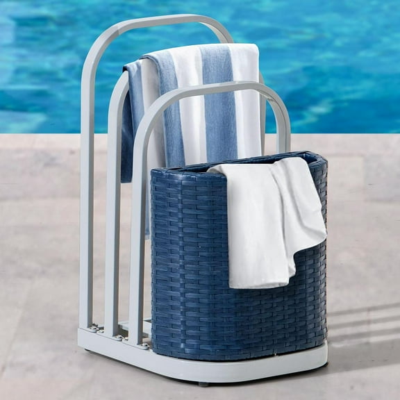 Crosley Palm Harbor Wicker Outdoor Storage Caddy, Pool Toys, Floats ...