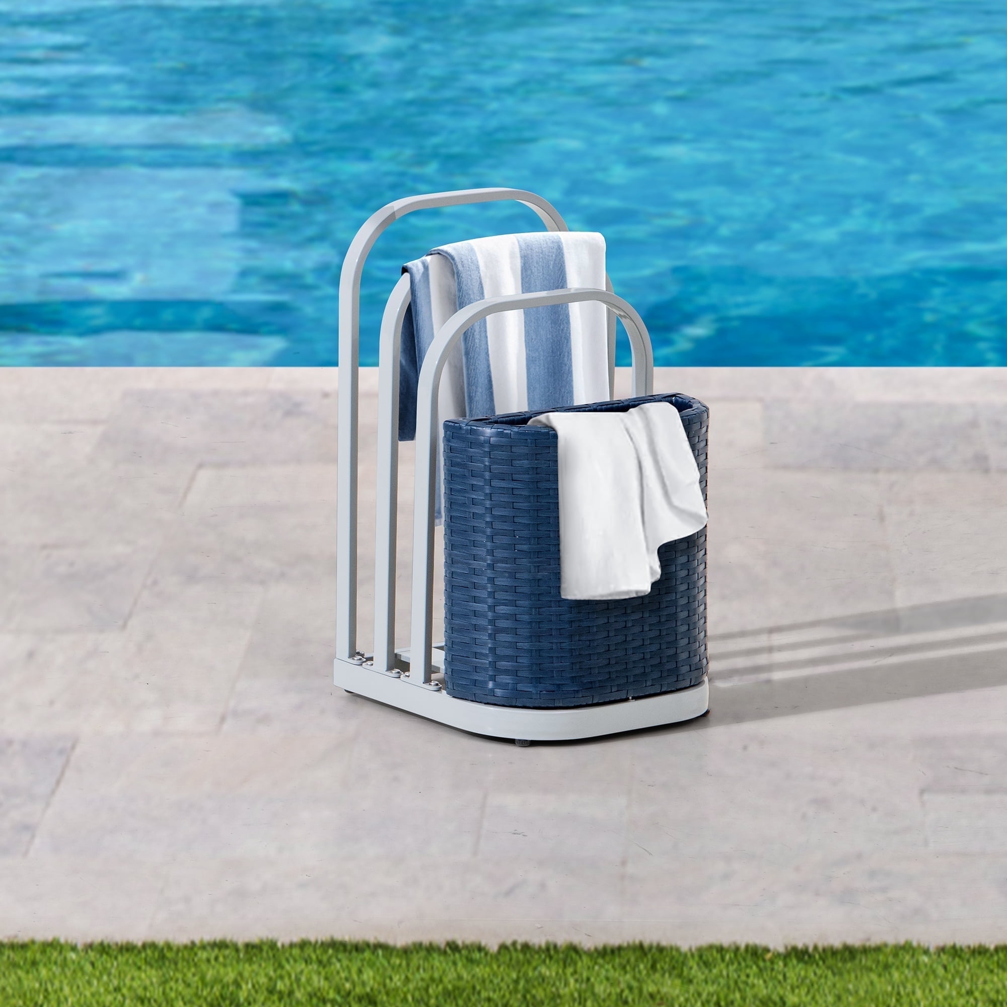 SUNJOY Aluminum Pool Float Storage Rack, 16-Inch Outdoor Wicker ...