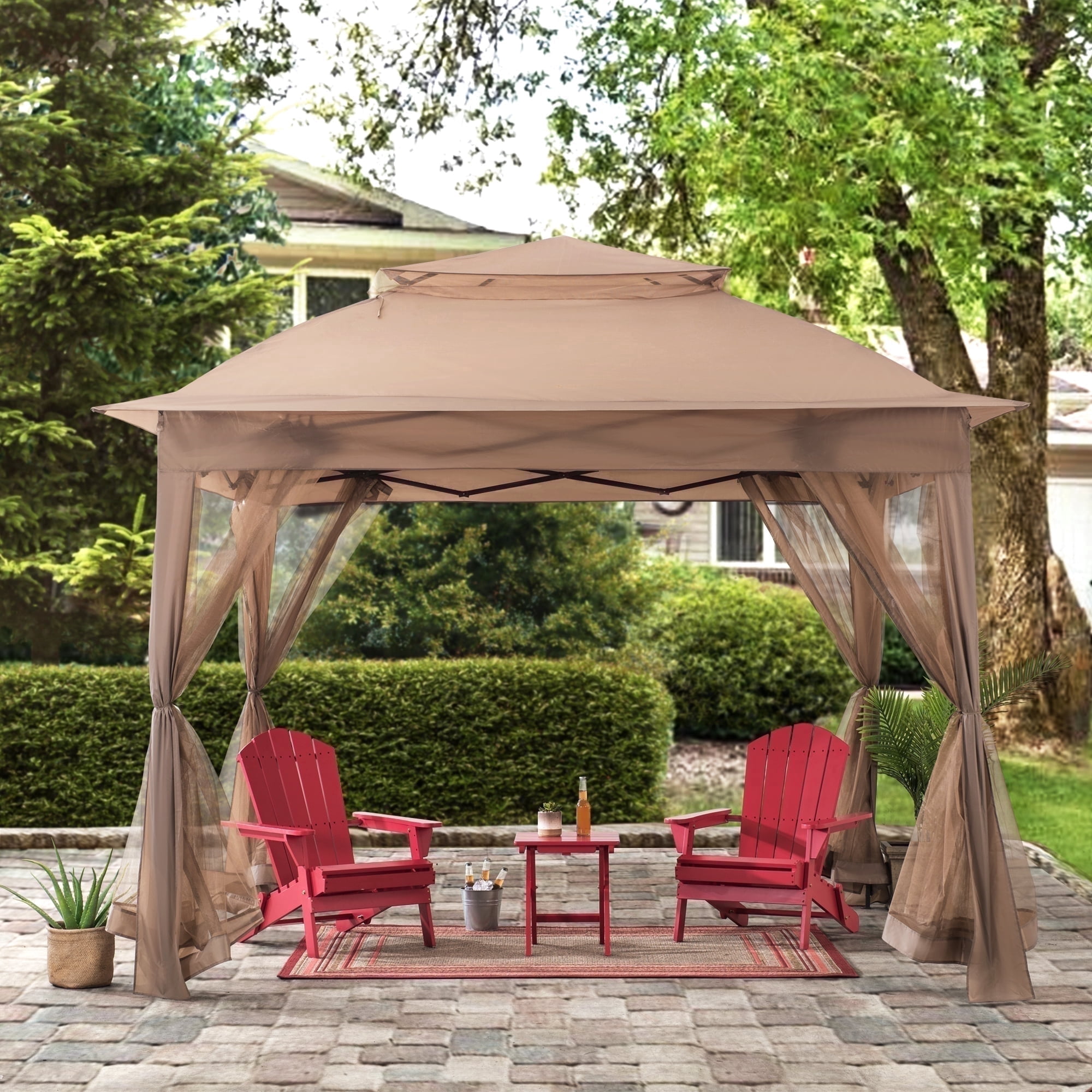 SUNJOY Outdoor Soft Top Patio umbrellas 11x11 Steel 2-Tier Backyard ...