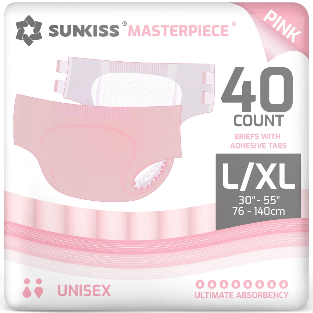 SUNKISS Masterpiece Adult Diapers with Tabs, Unisex Disposable ...