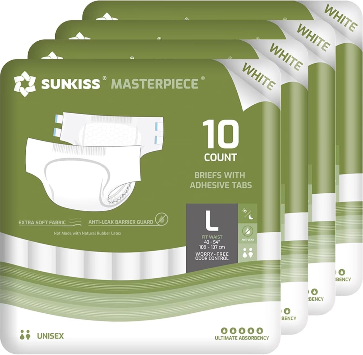 SUNKISS Masterpiece Adult Diapers with Tabs, Unisex Disposable ...