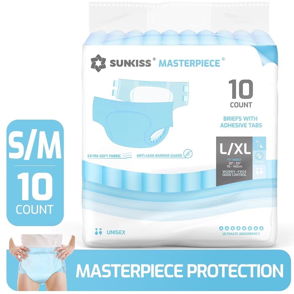 SUNKISS Masterpiece Adult Diapers with Tabs, Unisex Disposable ...
