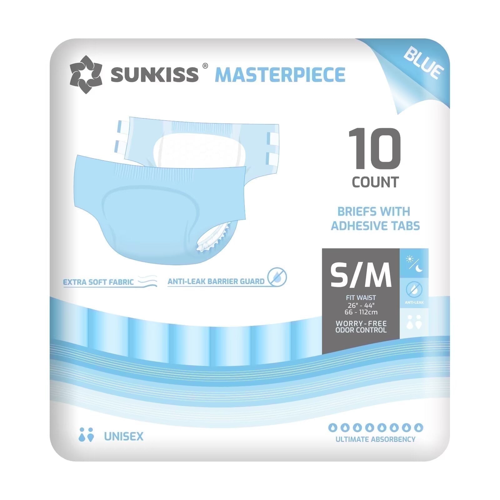 SUNKISS Masterpiece Adult Diapers with Tabs, Unisex Disposable ...