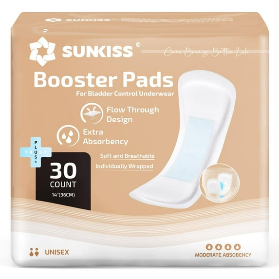 SUNKISS Trustplus Incontinence Booster Pads 14” for Women and Men, Extra Absorbency for Adult ...