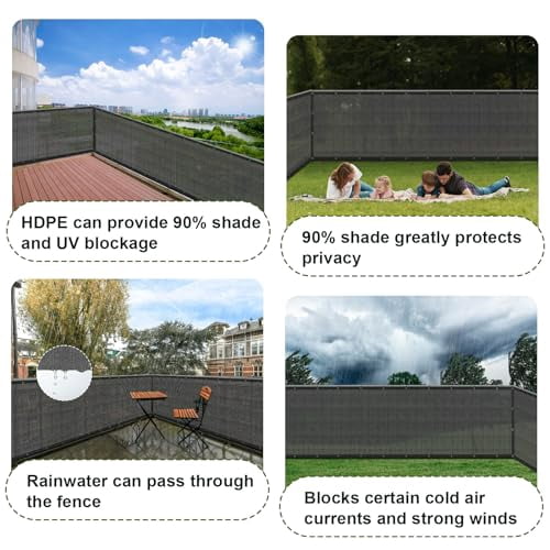 SUNLAX Privacy Fence Screen 6' x 60' Heavy Duty Mesh Fence Net Cover ...
