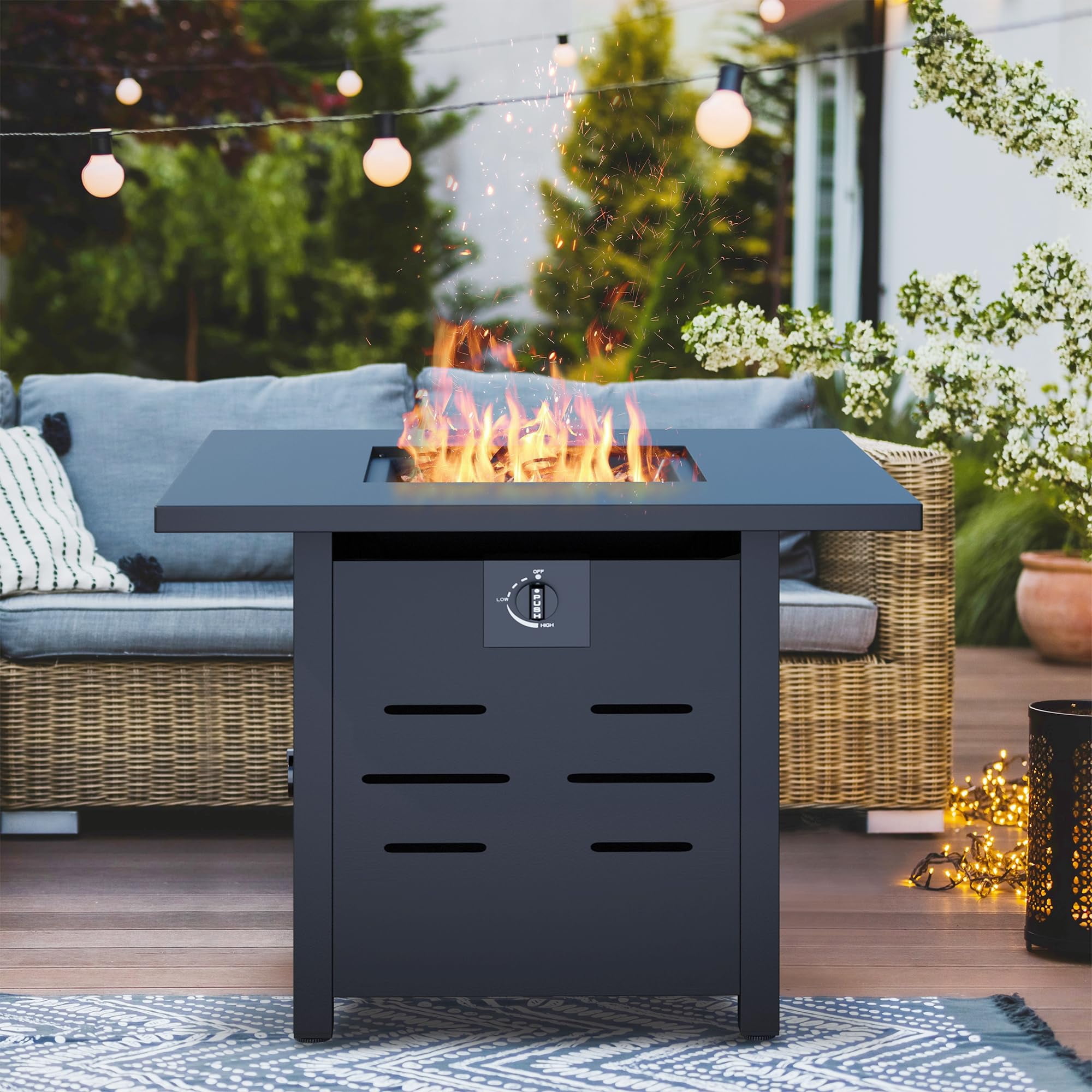 SUNLEI 30" Propane Fire Pit Table, 2 in 1 Fire Pits & Outdoor ...