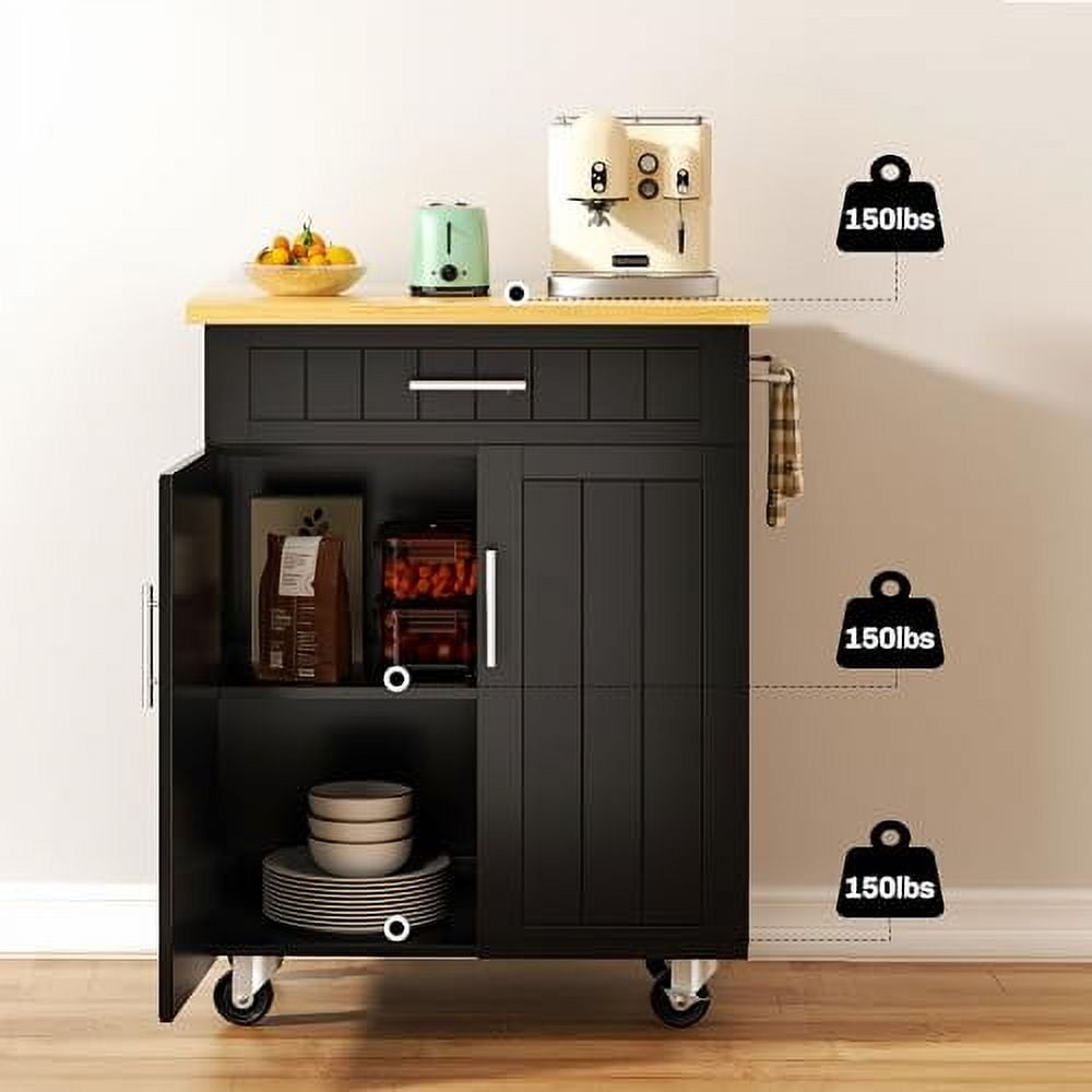 SUNLEI Kitchen Island on Wheels with Storage Cabinet, Rolling Cart ...