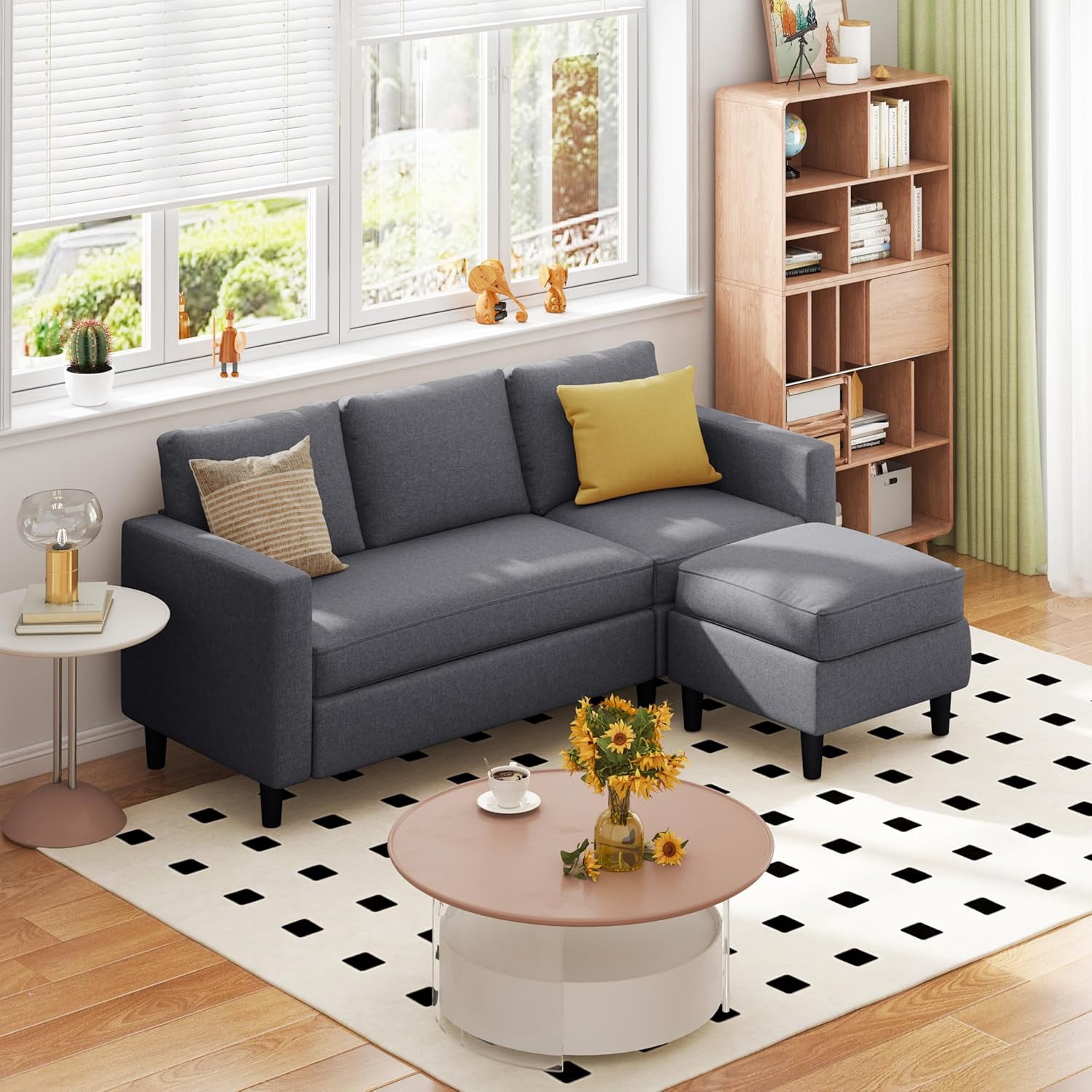 SUNLEI L Shaped Small Couches for Living Room, Sectional Sofa with ...