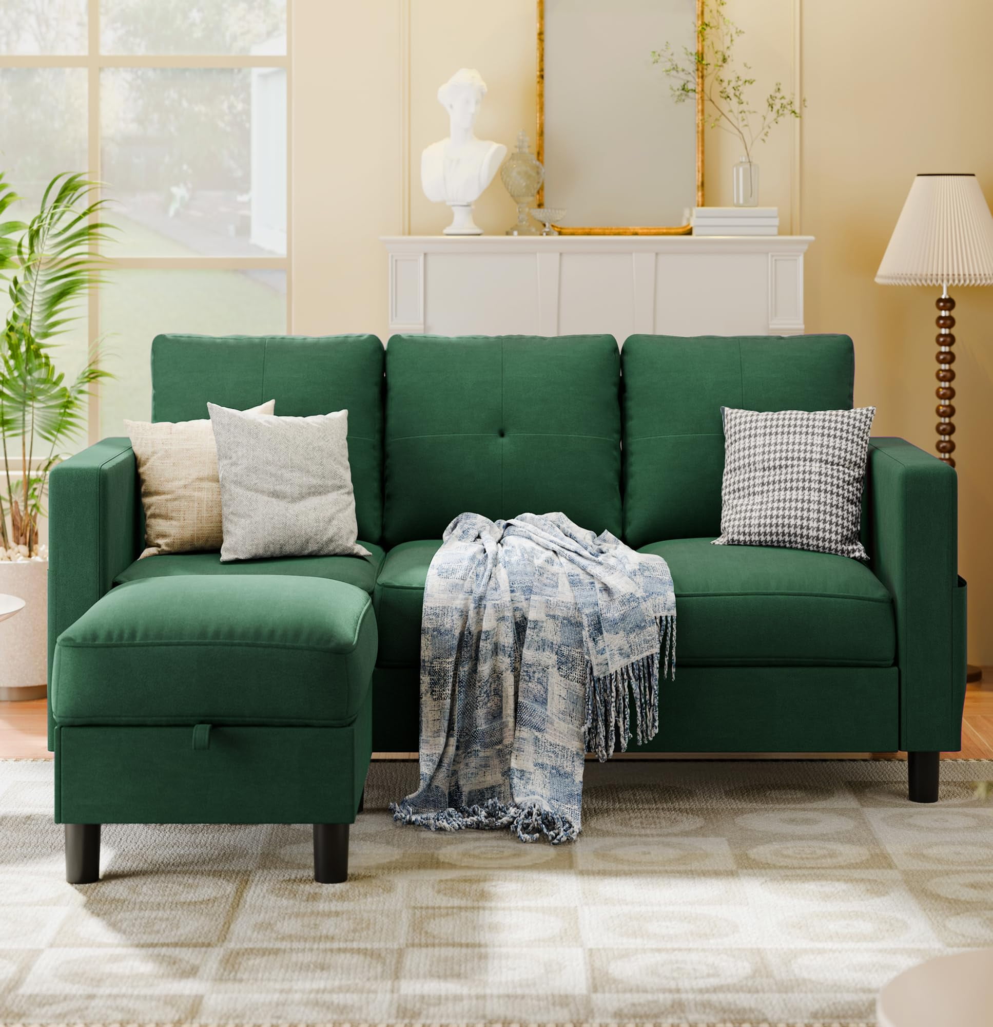 SUNLEI L-Shaped Sofa Couches for Living Room, 76" Convertible Sectional ...