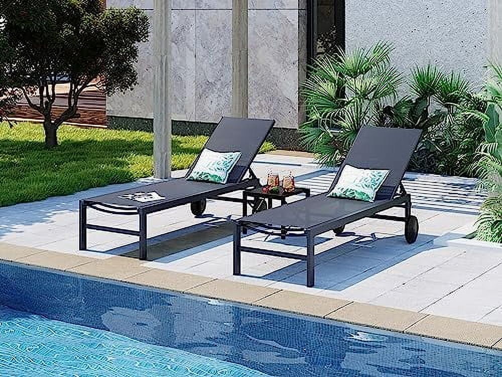 SUNLEI Lounge Chair for Outside Set of 4, Movable Chaise Lounge Outdoor ...