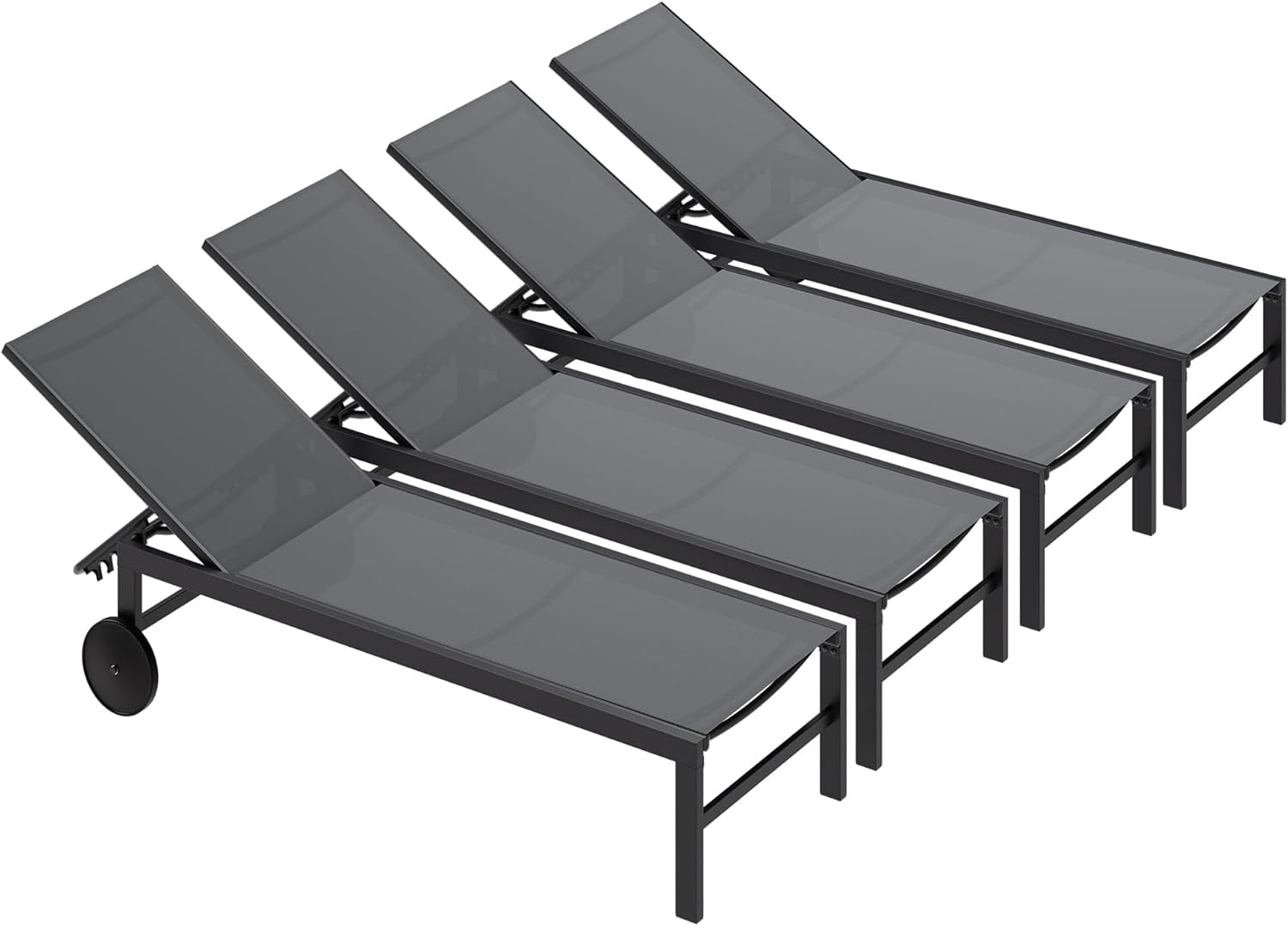 SUNLEI Lounge Chair for Outside Set of 4, Patio Chaise Lounge Outdoor w ...