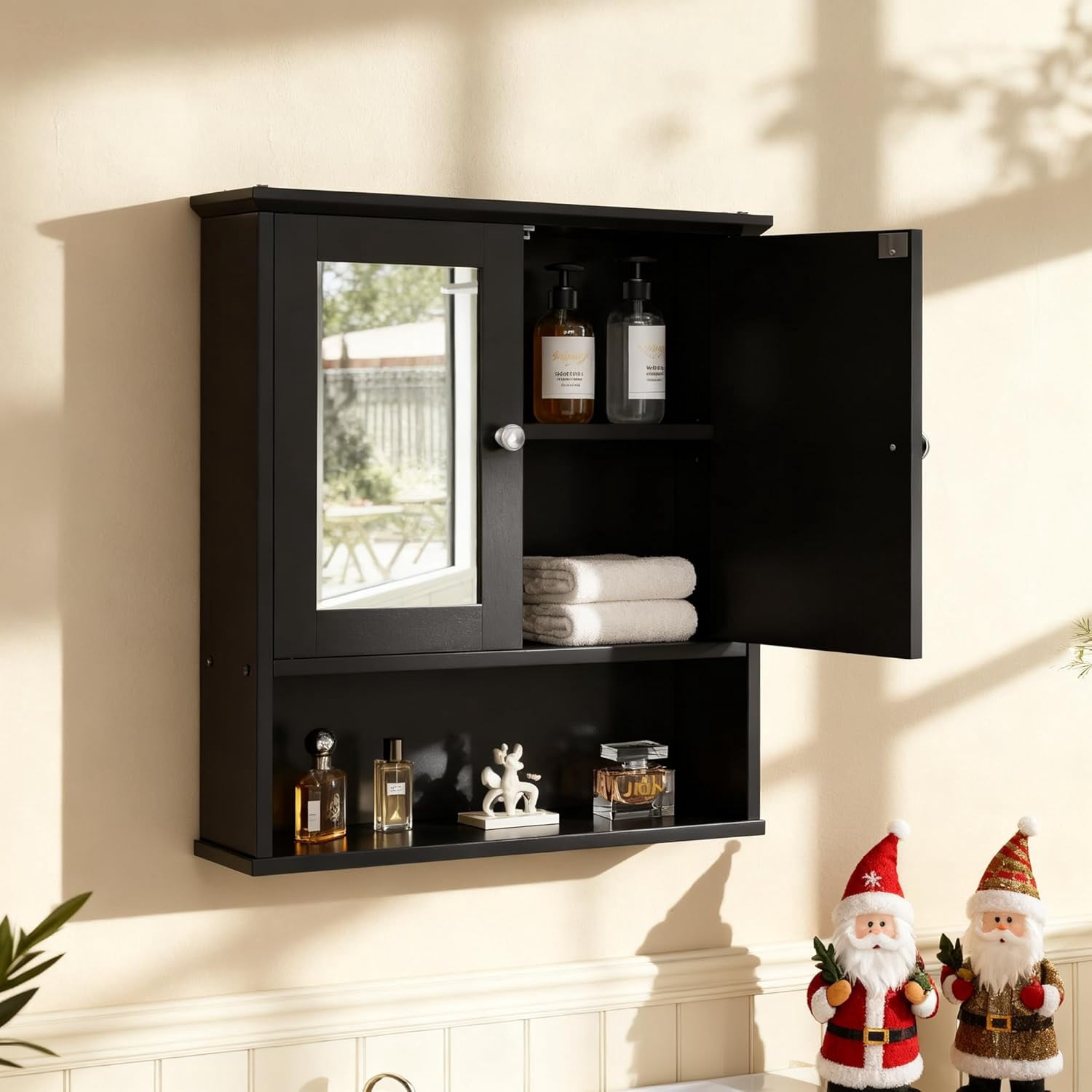 SUNLEI Medicine Cabinet with Mirror, Over The Toilet Storage Cabinet ...