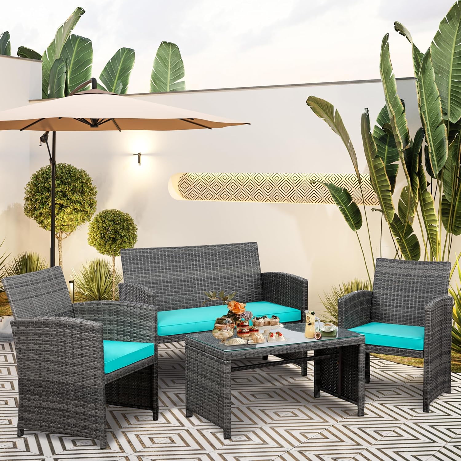 SUNLEI Multi Pieces Outdoor Patio Furniture Sets Conversation Sets ...