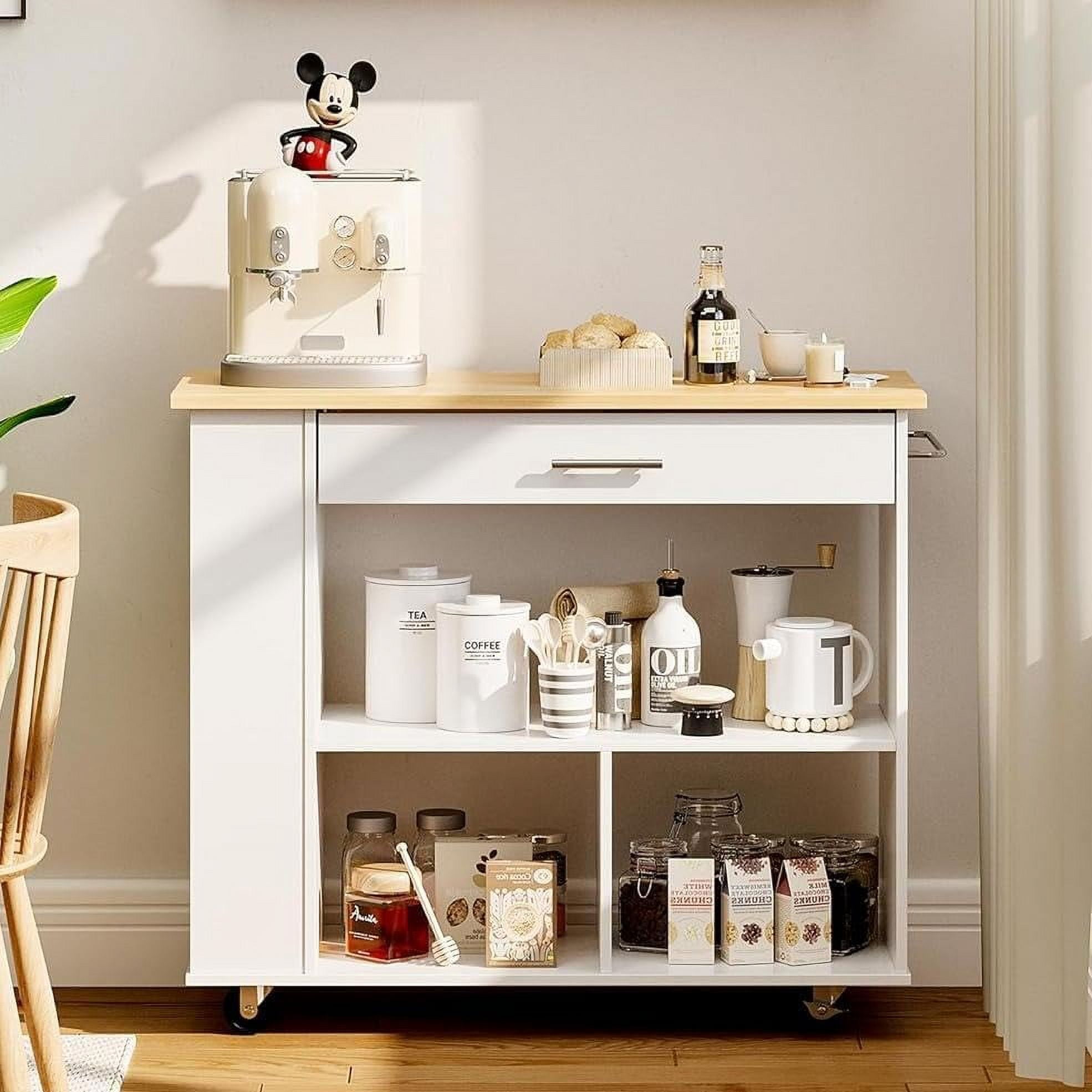 SUNLEI Rolling Cart Kitchen Storage Organizer with 3 Side Spice Rack ...