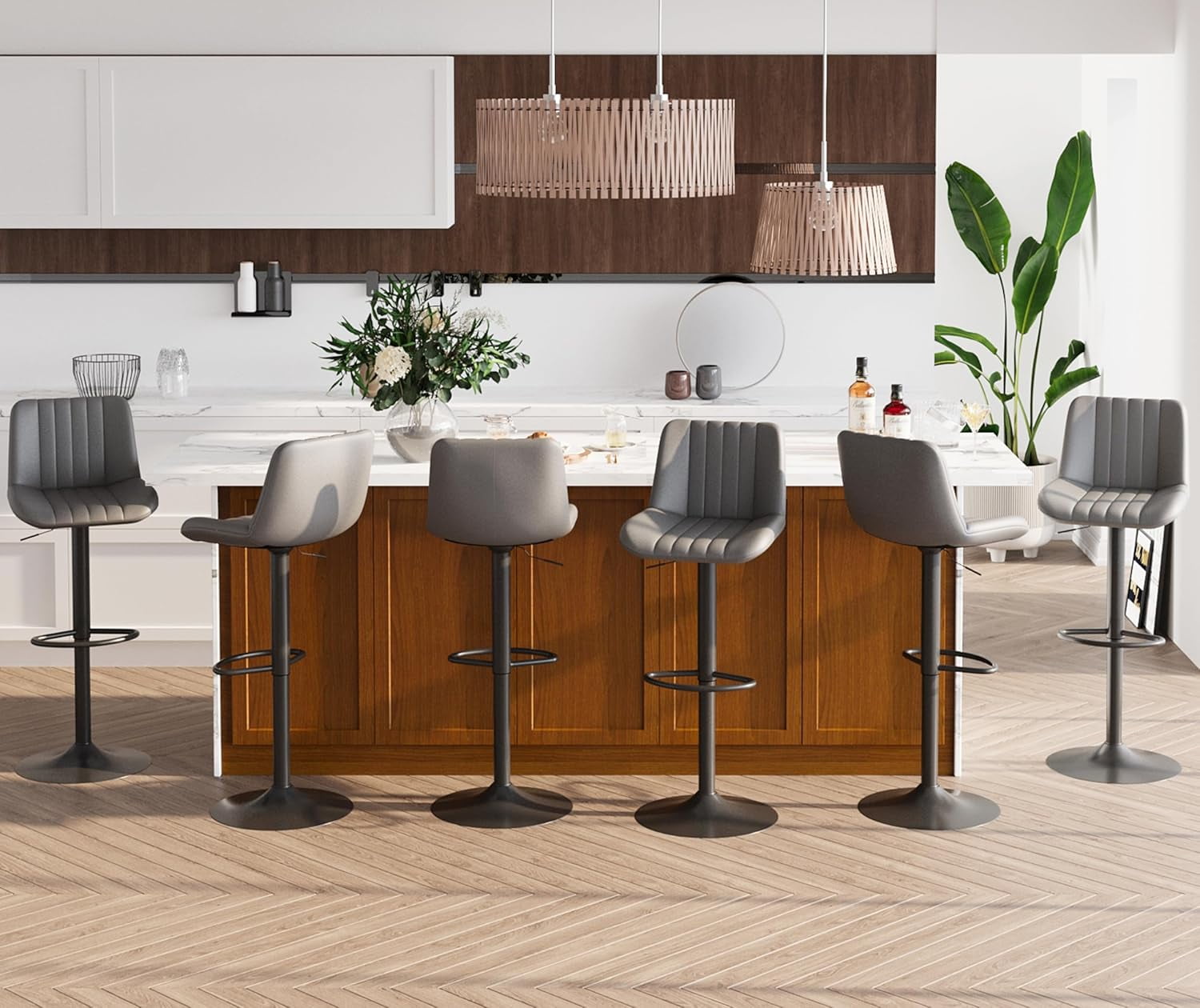 SUNLEI Swivel Swivel Bar Stools Set, Barstools Counter Height with ...