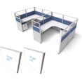 SUNLINE Office Cubicle Kit - 2 Person Modular Workstation Set with 7 ...