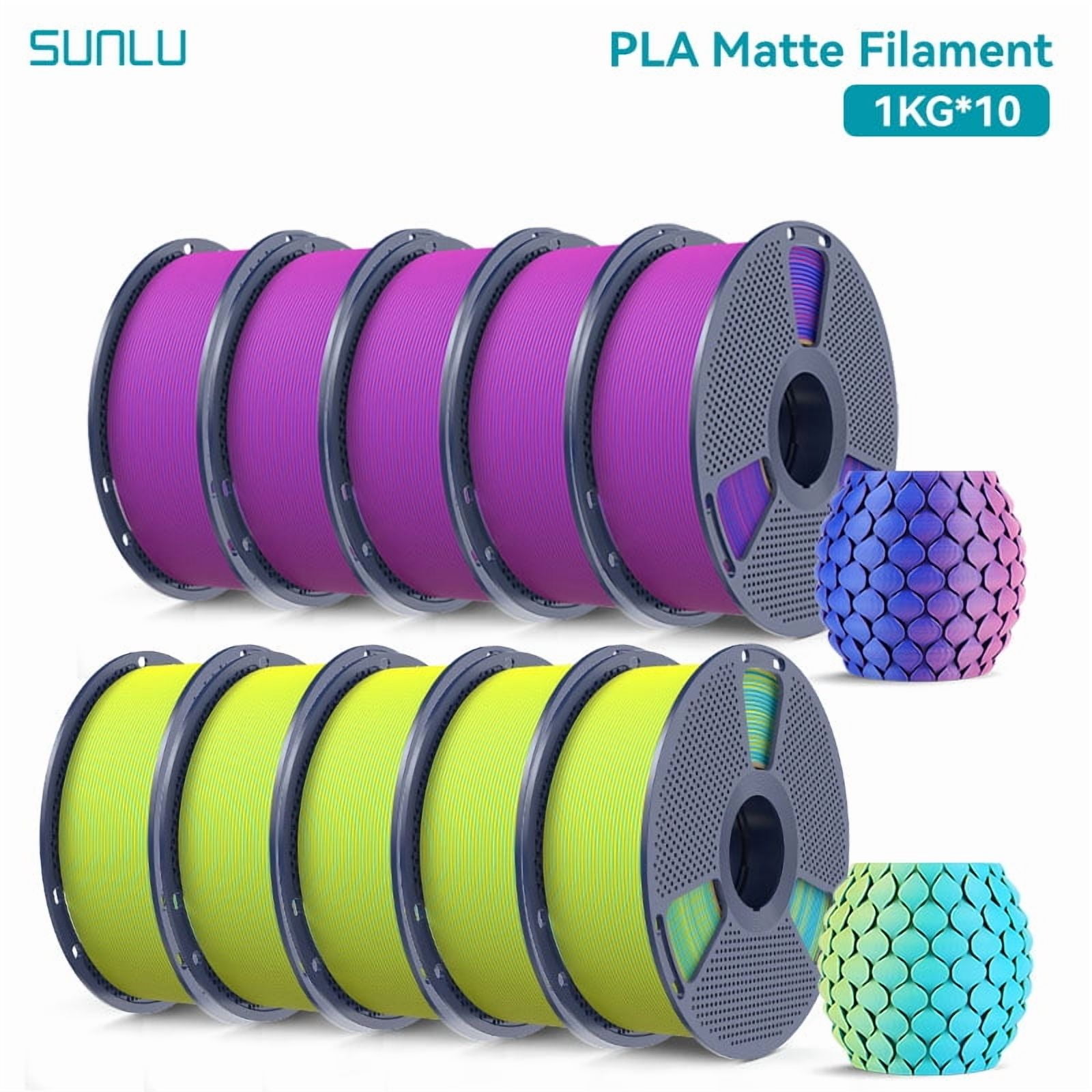 SUNLU 10KG Dual Color Matte 3D Printer Filament 1.75mm 1kg +/- 0.02mm ...