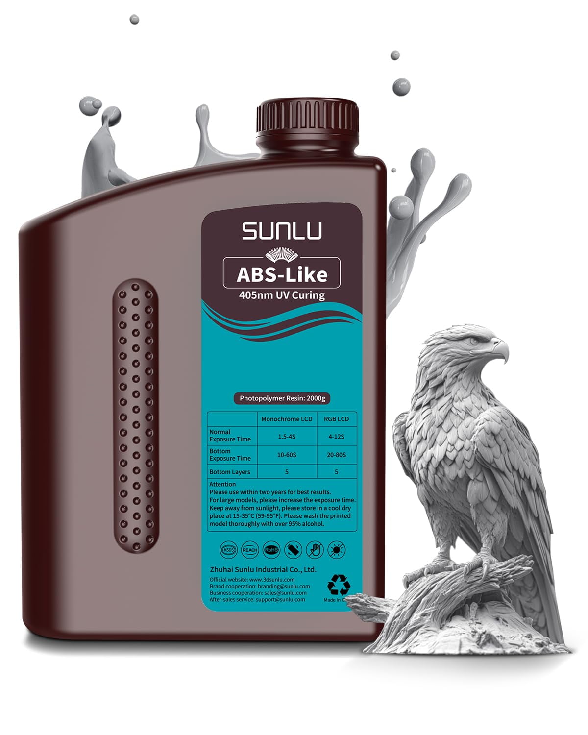 SUNLU 2000G ABS Like Resin For 3D Printer, 405nm UV Curing Photopolymer ...