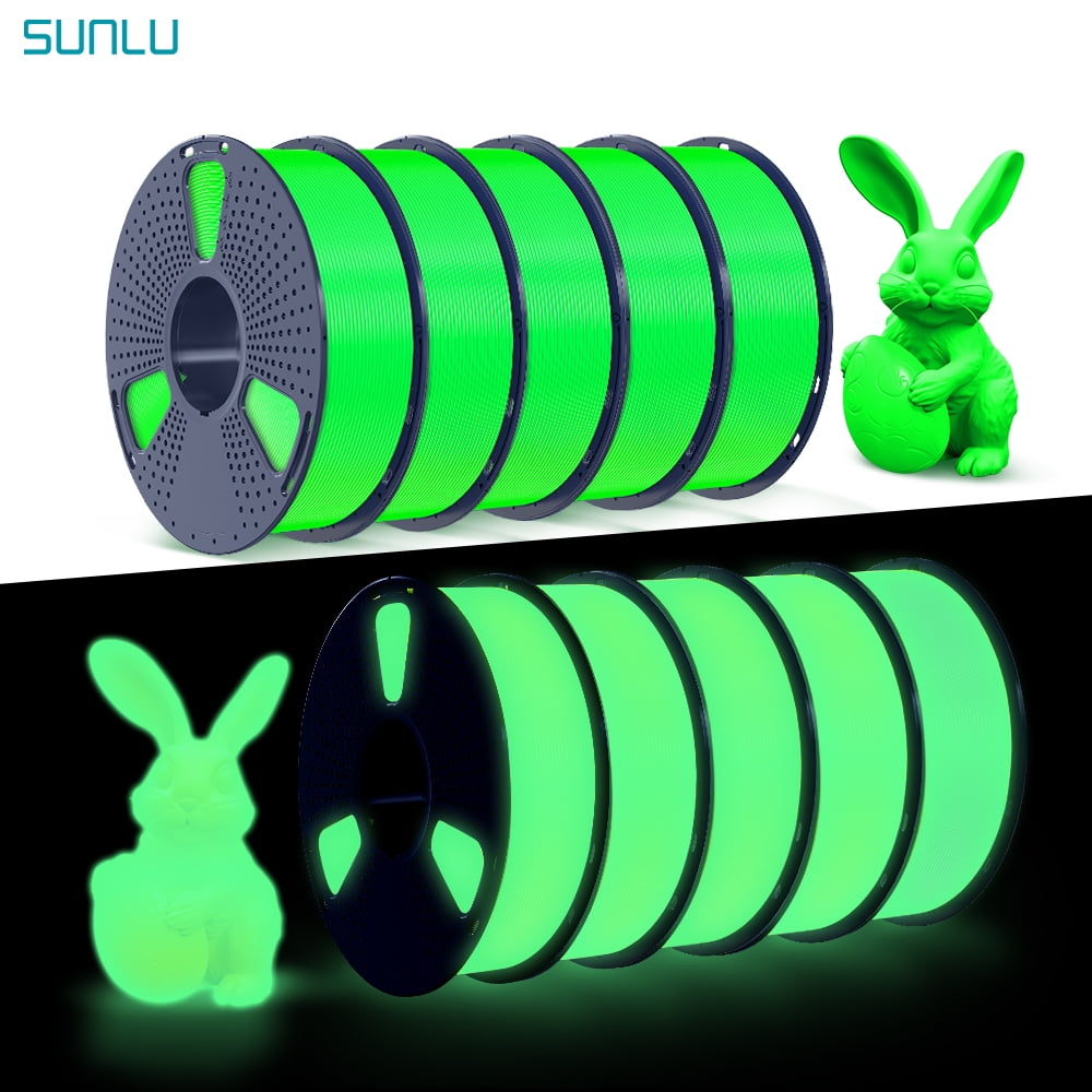 SUNLU 3D PLA Glow in The Dark Filament 1.75mm Glow Green, 3D Printing PLA Filament 1.75mm ...