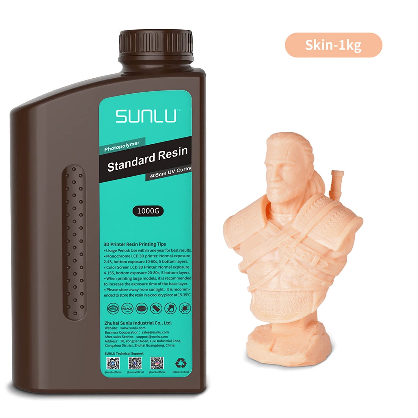 SUNLU 3D Printer Resin, 1000g Standard Photopolymer Fast Curing Resin ...