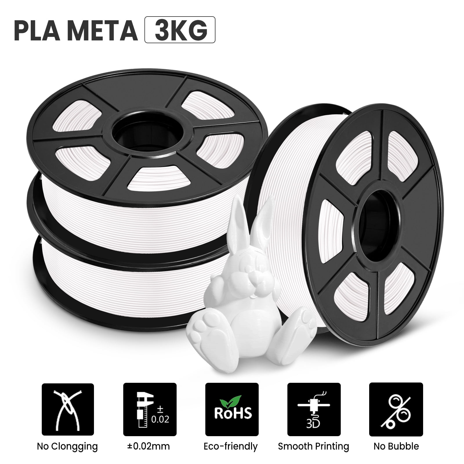 SUNLU PLA 3D Printer Filament 1.75mm, Neatly Wound PLA Meta Filament ...