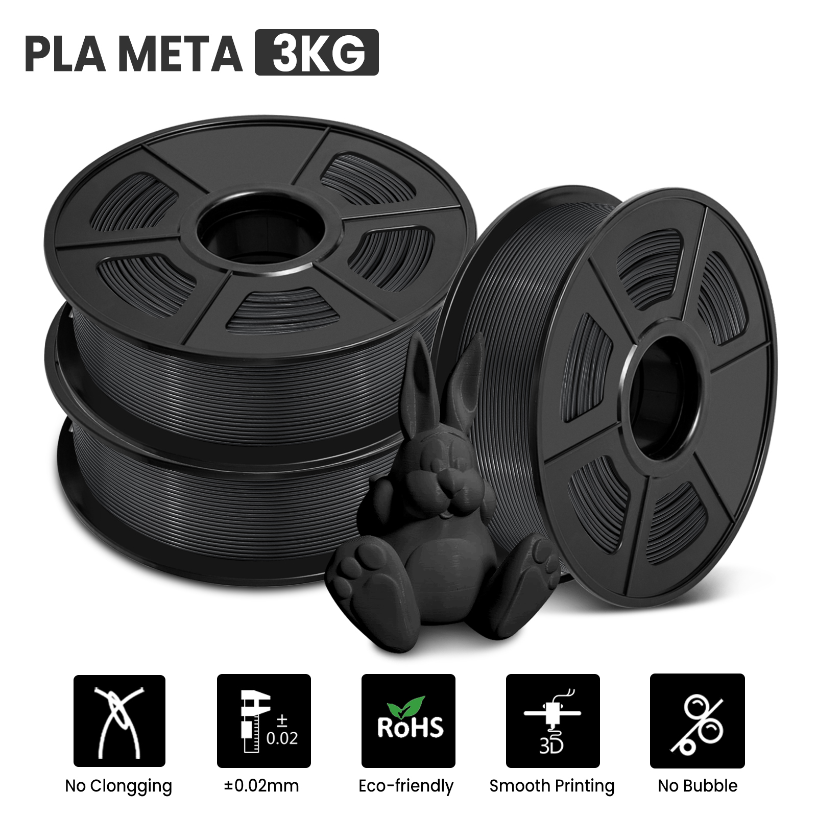 SUNLU PLA 3D Printer Filament 1.75mm, Neatly Wound PLA Meta Filament ...