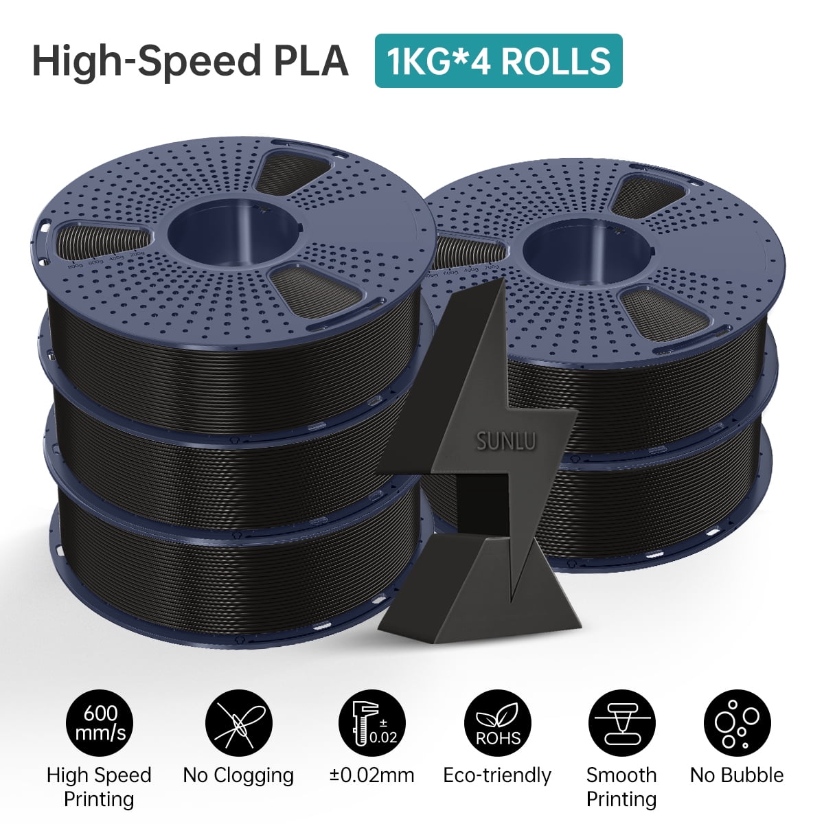 SUNLU PLA Filament 1.75mm, High-Speed PLA 3D Printer Filament for 30 ...