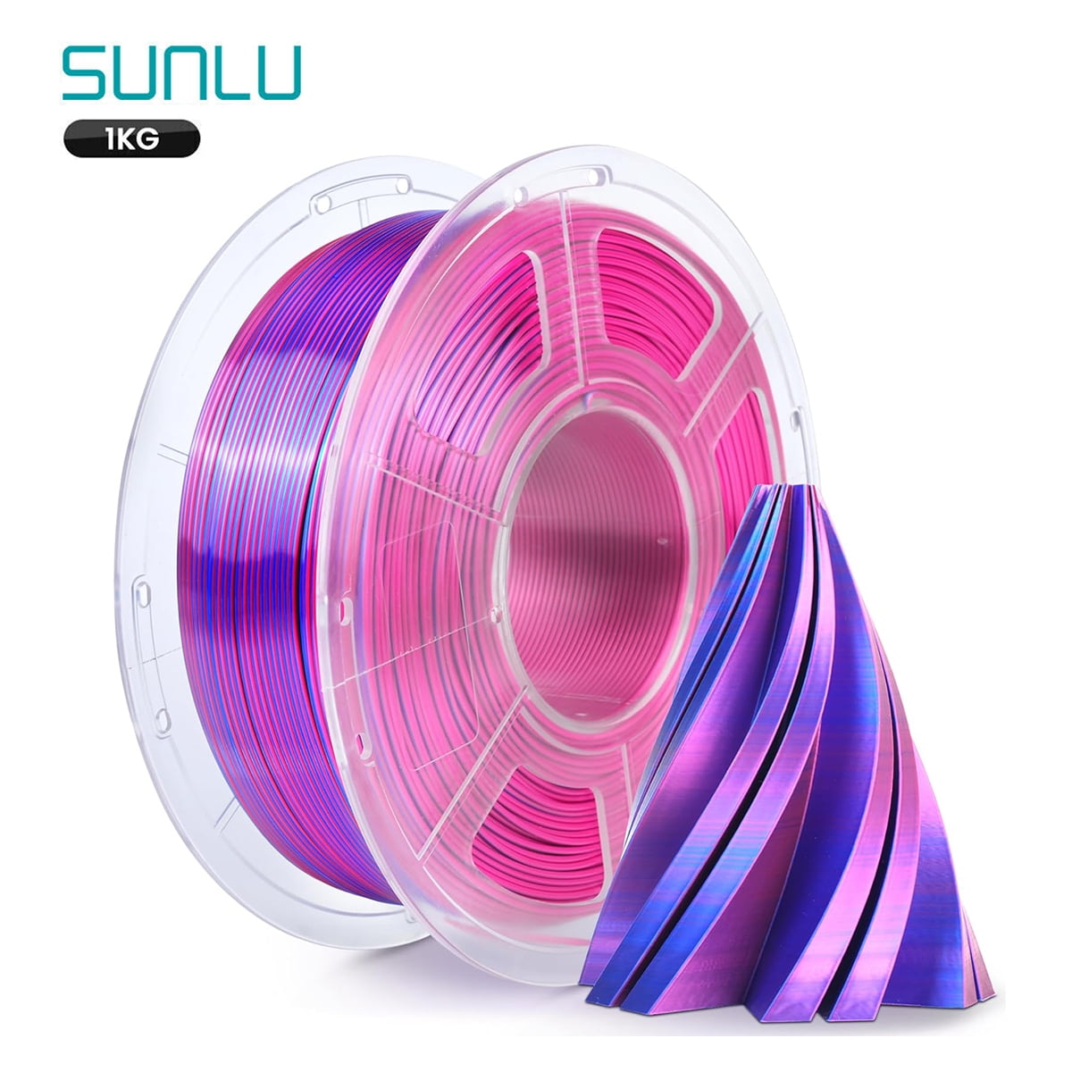 SUNLU PLA+ Silk Filament 1.75mm,Dual Color Shiny 3D Printer Filament ...