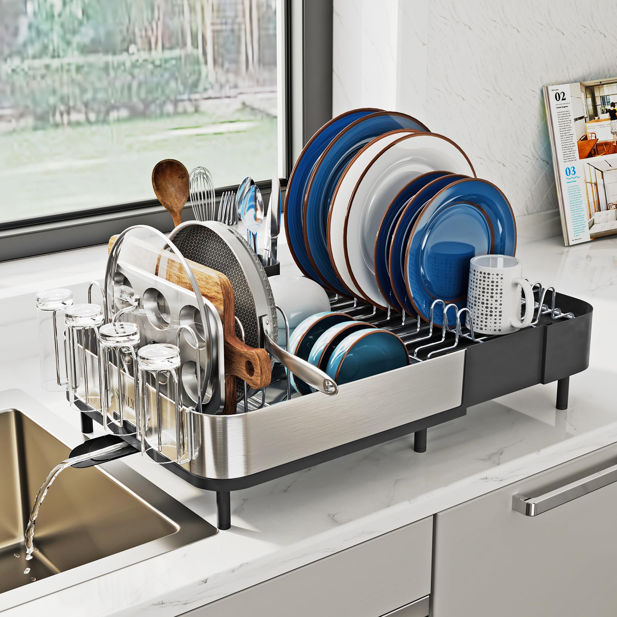 SUNLY Expandable Dish Drying Rack, Versatile Brackets for Pots & Pans ...