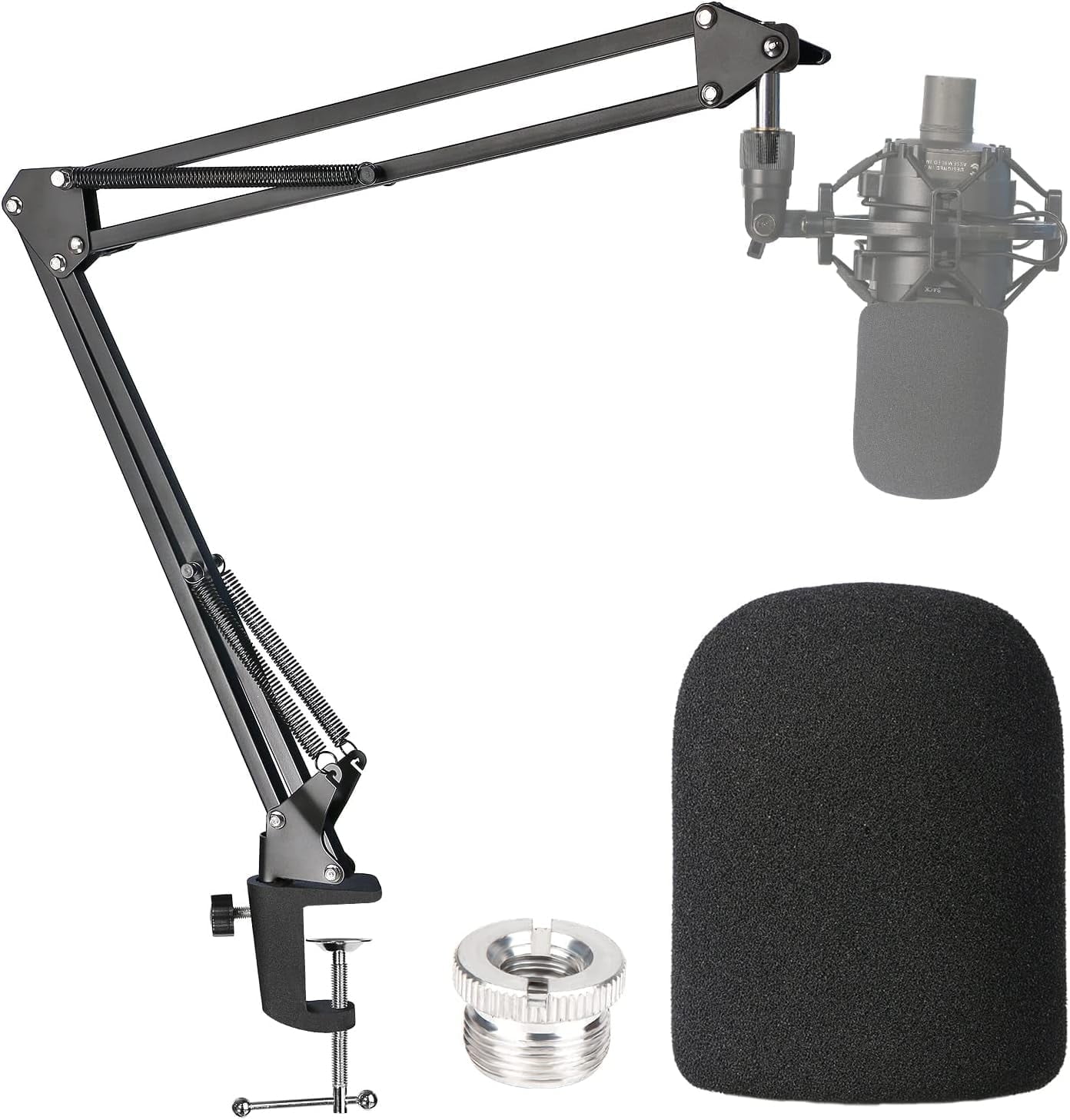 SUNMON AT2020 Mic Stand with Pop Filter - Microphone Boom Arm Stand ...