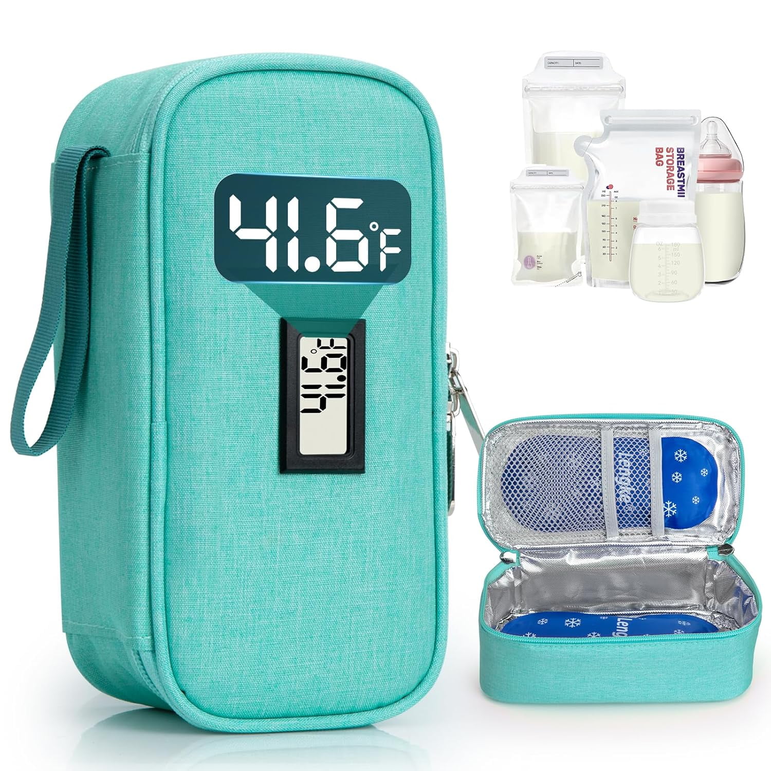 SUNMON Breast Milk Cooler Travel Bag, Real-Time Temperature Display ...
