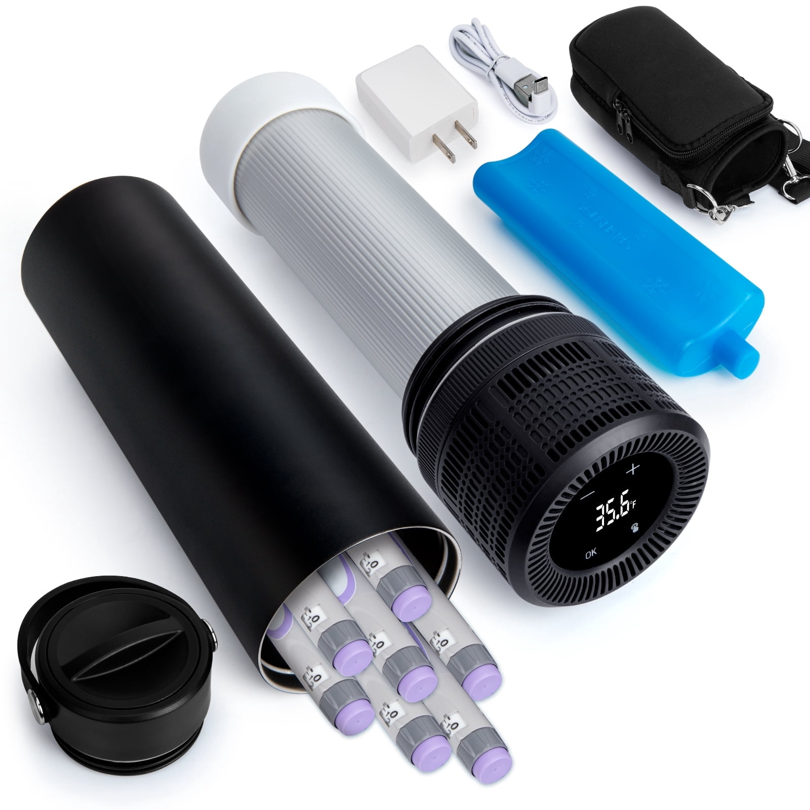 SUNMON Electric Insulin Cooler Travel Case, 35-68°F Custom & Display ...