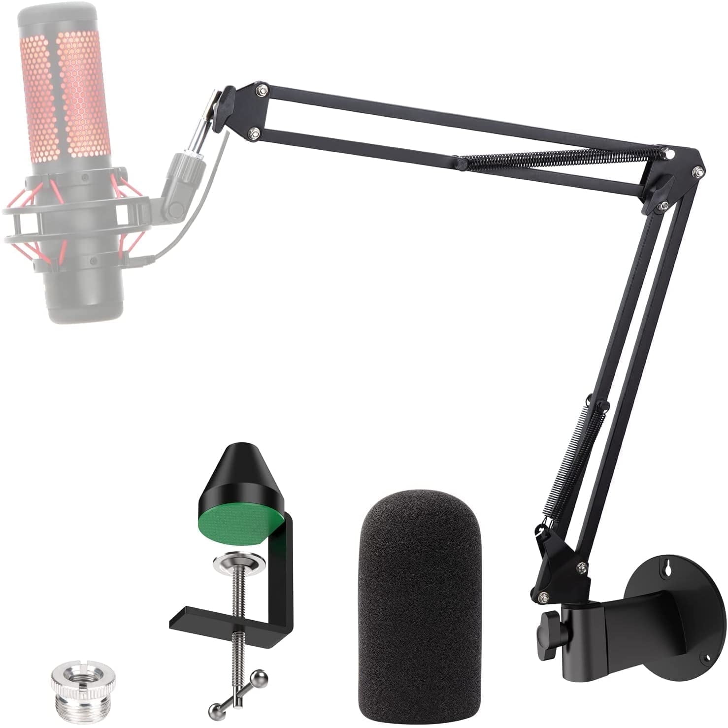 SUNMON Wall Mount QuadCast Boom Arm Stand with Mic Windscreen and Table ...